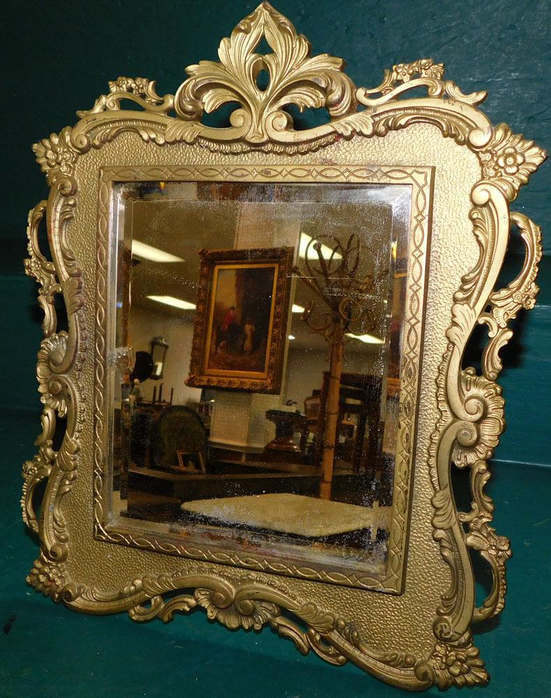 Gilded Cast Iron Frame Dresser Bevel Mirror Auction