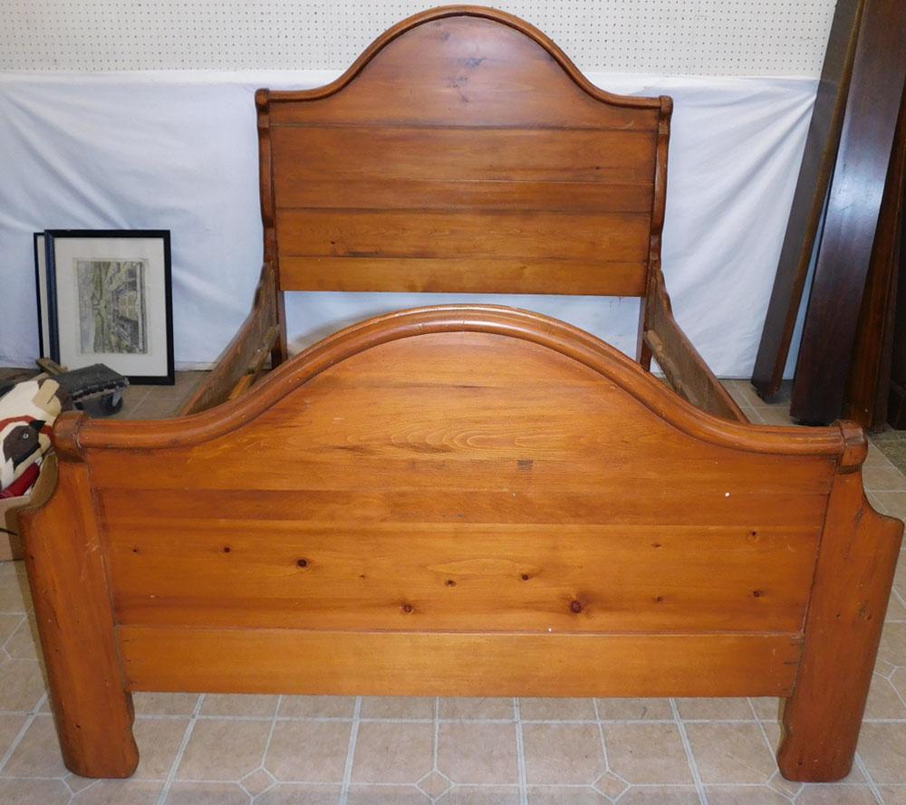 Antique Pine Double Bed With Rails Auction