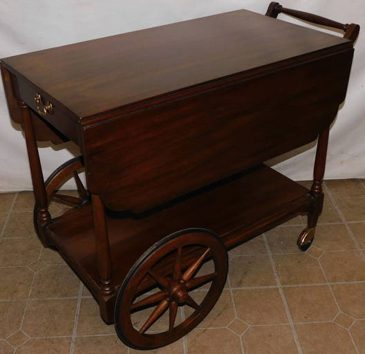 Mahogany Tea Cart With Drawer By Henkel Harris