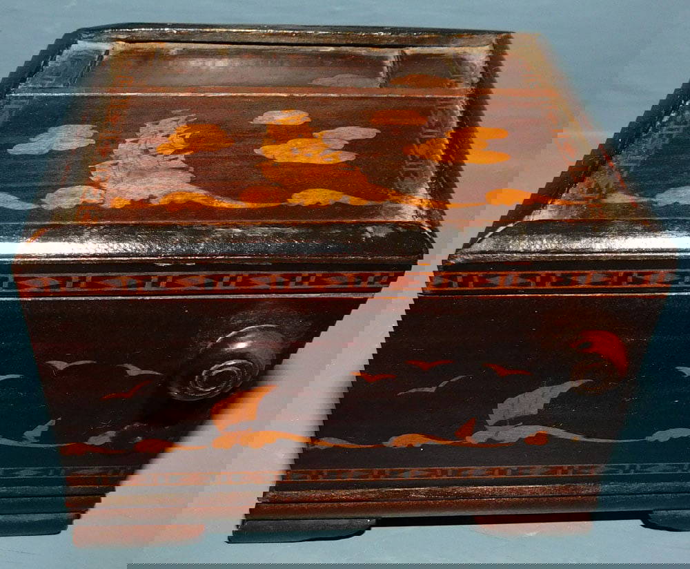 Antique Walnut & Satin Wood Inlaid Mechanical Magic Box Auction