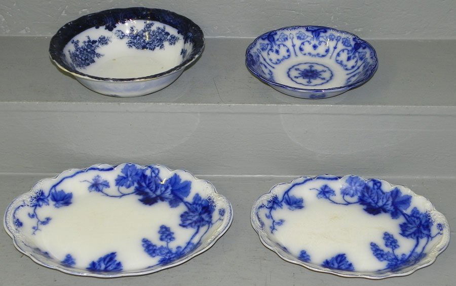 4 Pcs. Flow Blue China.