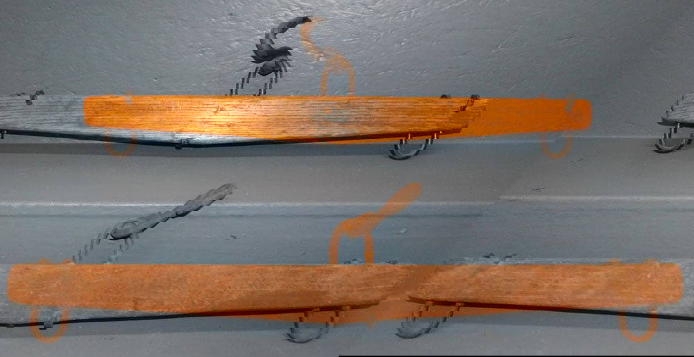 2 Antique Oak & Wrought Iron Yokes Auction