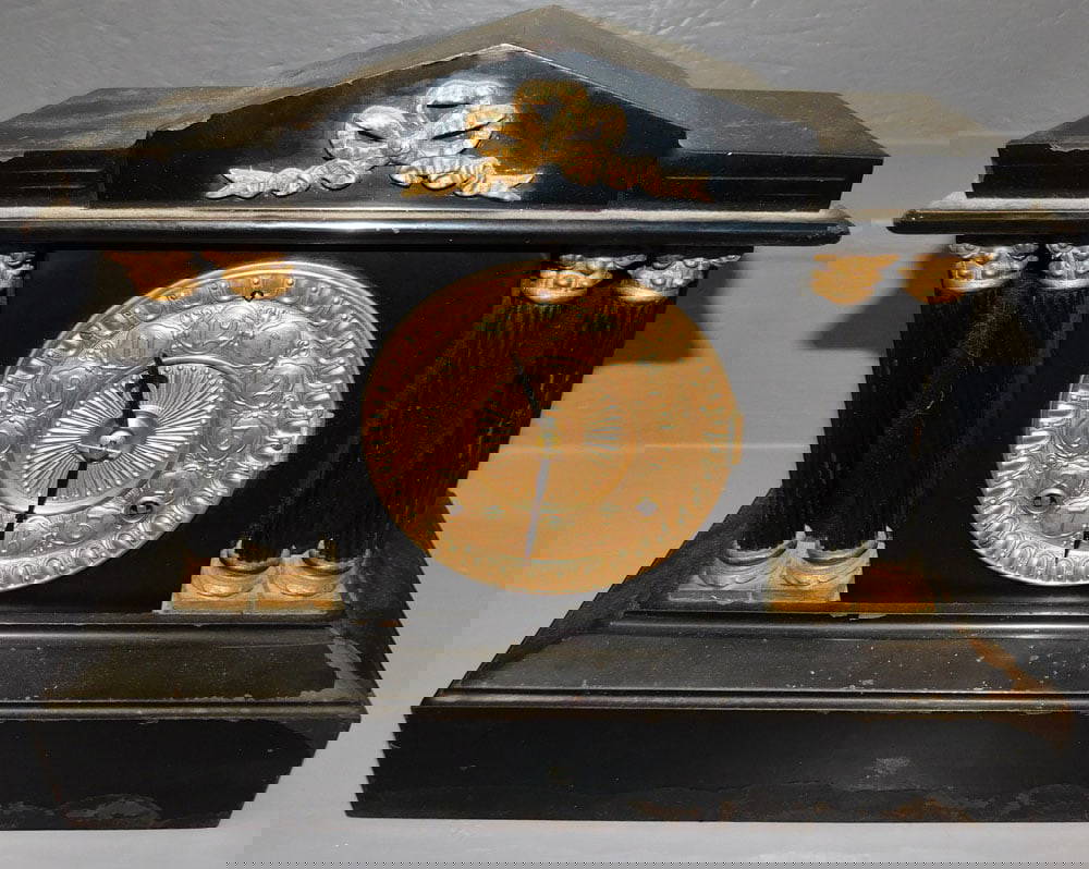 Painted Cast Iron Mantle Clock By Ansonia Auction