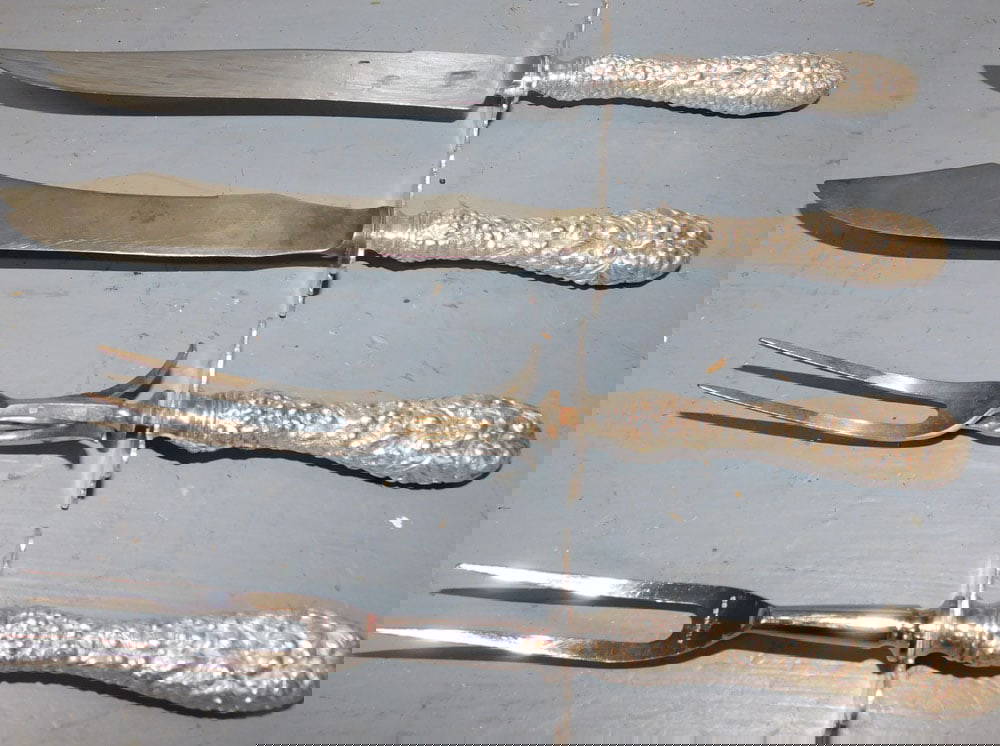 Steiff Repousse Sterling Handled Carving Set Auction