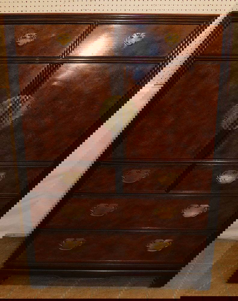 Modern Walnut & Burl Elmwood Chifforobe By Drexel Auction