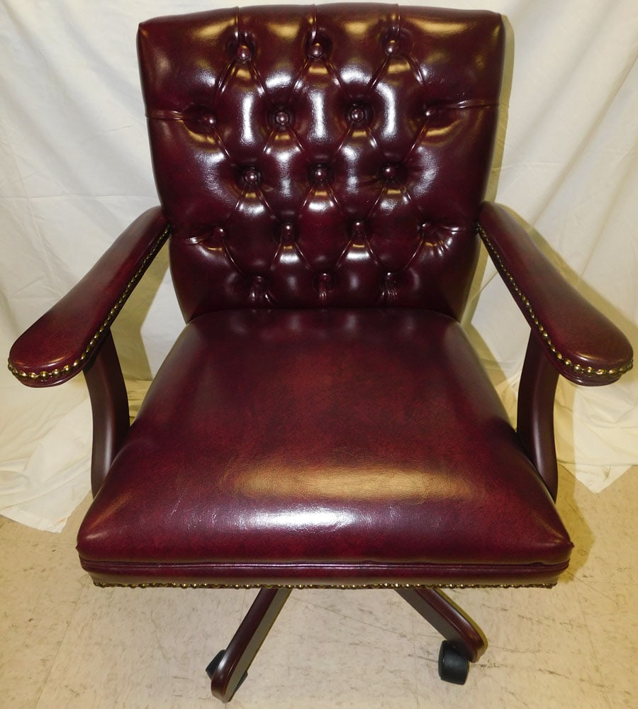 Burgundy Vinyl Swivel / Rocker Office Chair Auction