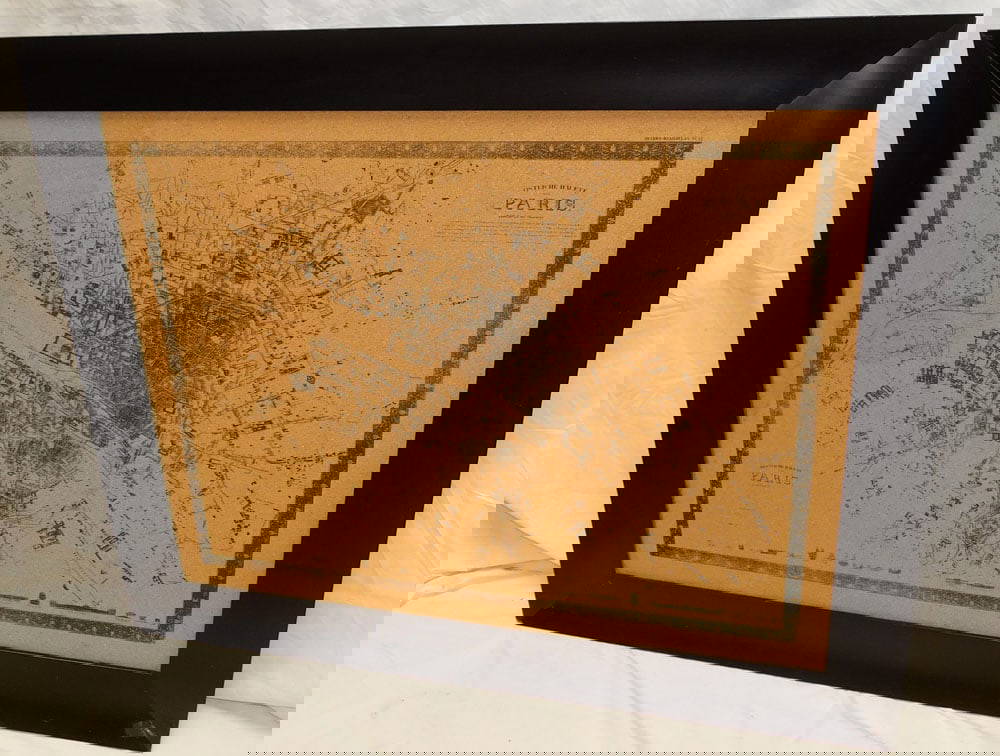 Framed Map Of Paris Auction