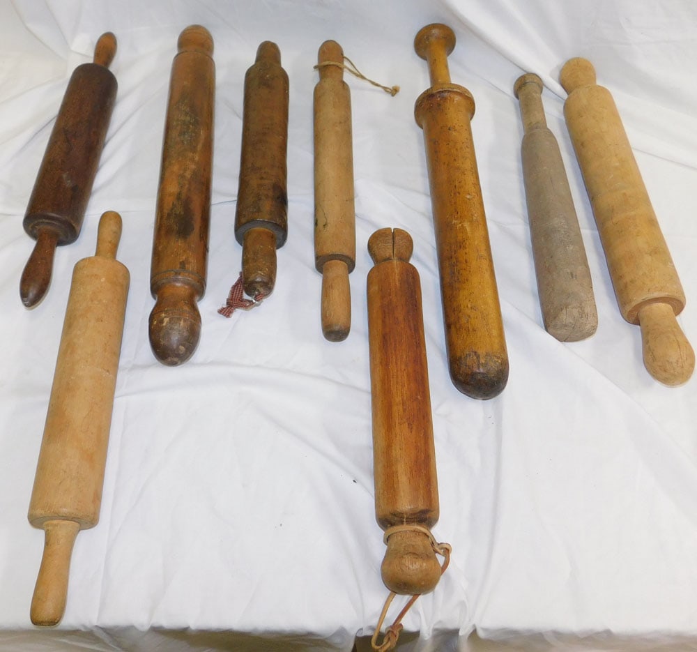Lot Antique Wooden Rolling Pins Auction