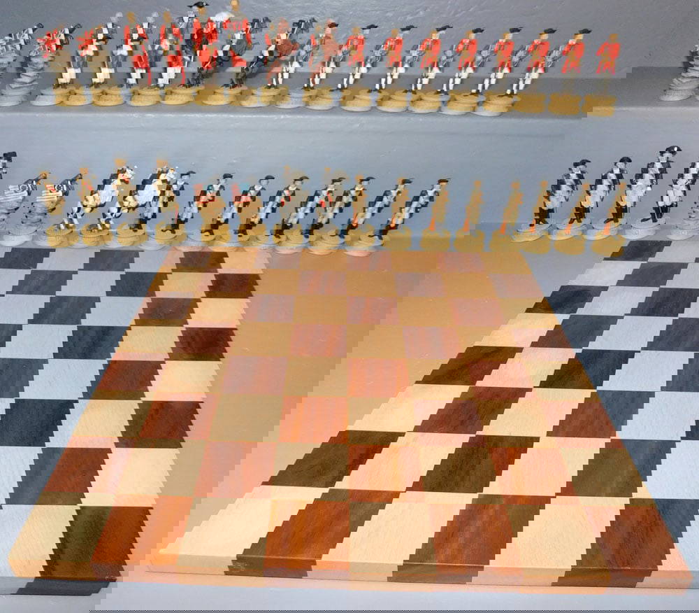 Solid Mixed Wood Chess Board With Revolutionary War Soldier Chess ...