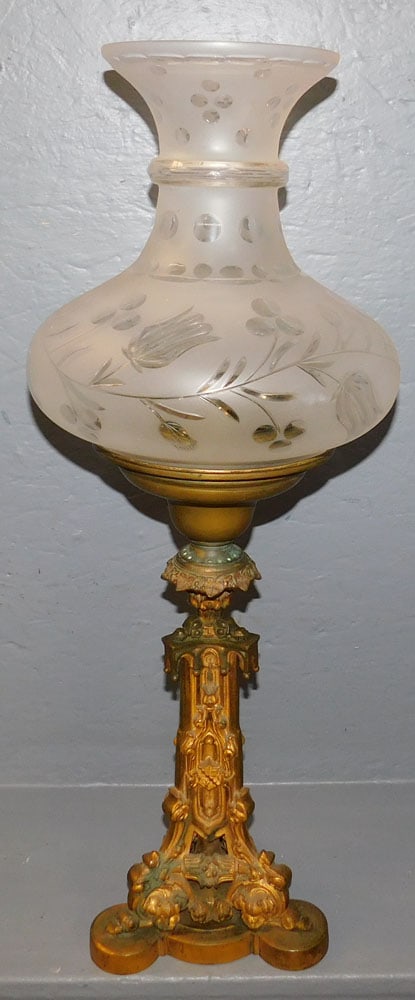 Gilt Bronze Argon Lamp With Etched Glass Lamp By Cornelius & Co. Auction
