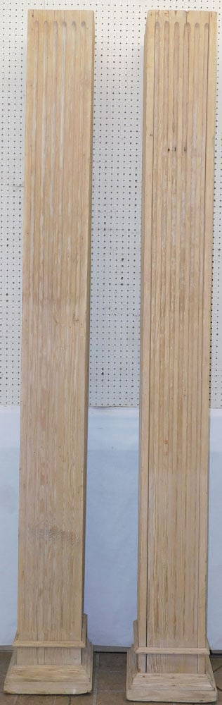 Pair Antique Square Scrubbed Pine Reeded Columns Auction