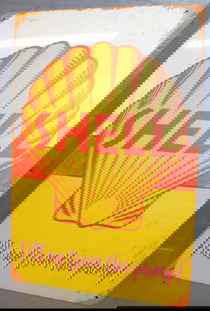 Painted Metal Sign " Shell Oil Co. " Auction
