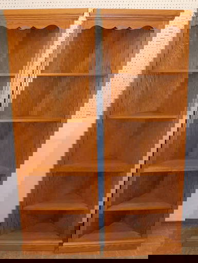 Pair Oak Corner Shelves