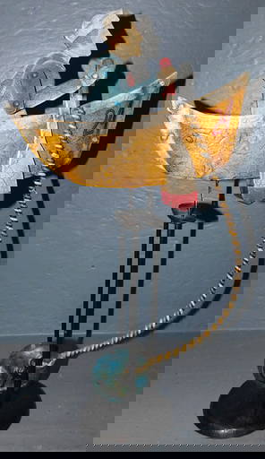 Vintage Folk Art Sailor Boy Rowing Boat Pendulum Balancing Toy