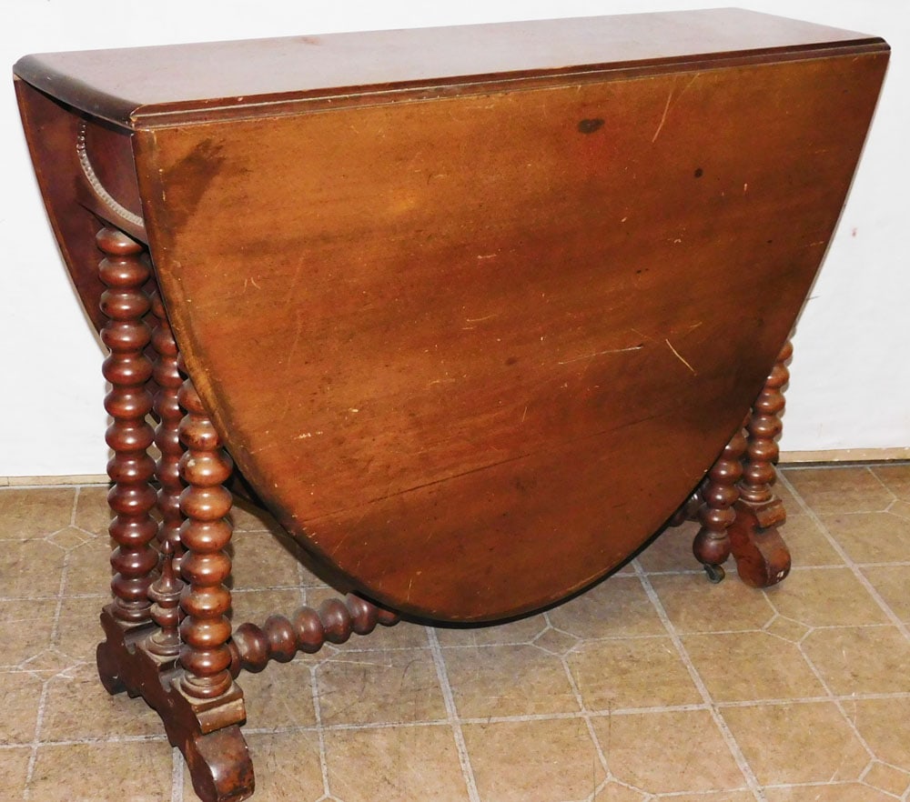Antique Walnut Jenny Lind Drop Leaf Table Auction