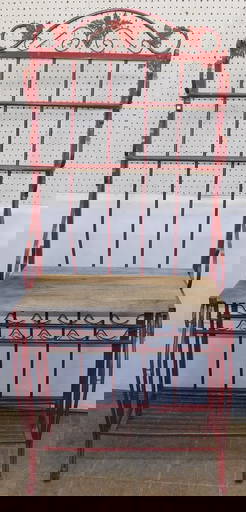 Painted Metal & Pine Bakers Rack