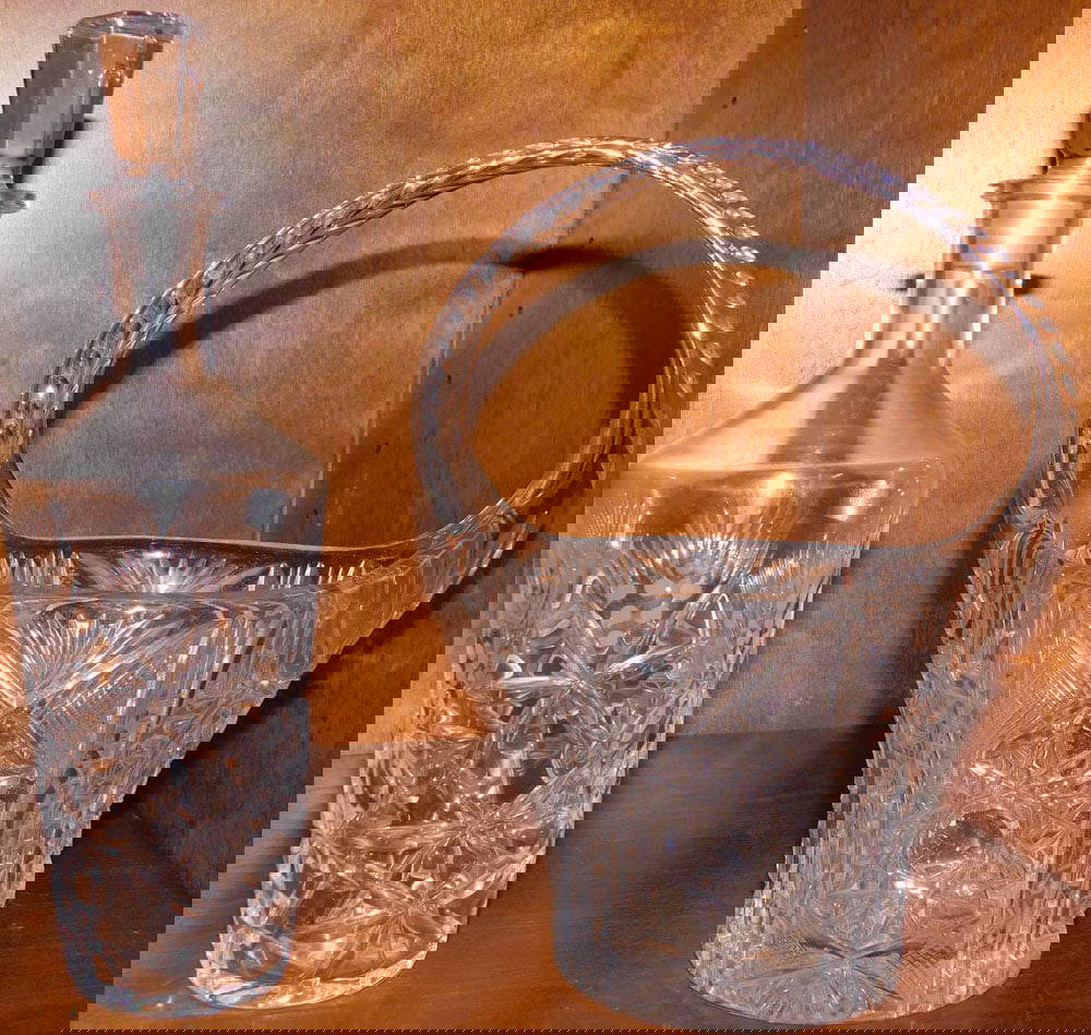 Lead Cut Crystal Basket & Crystal Cut Decanter Auction