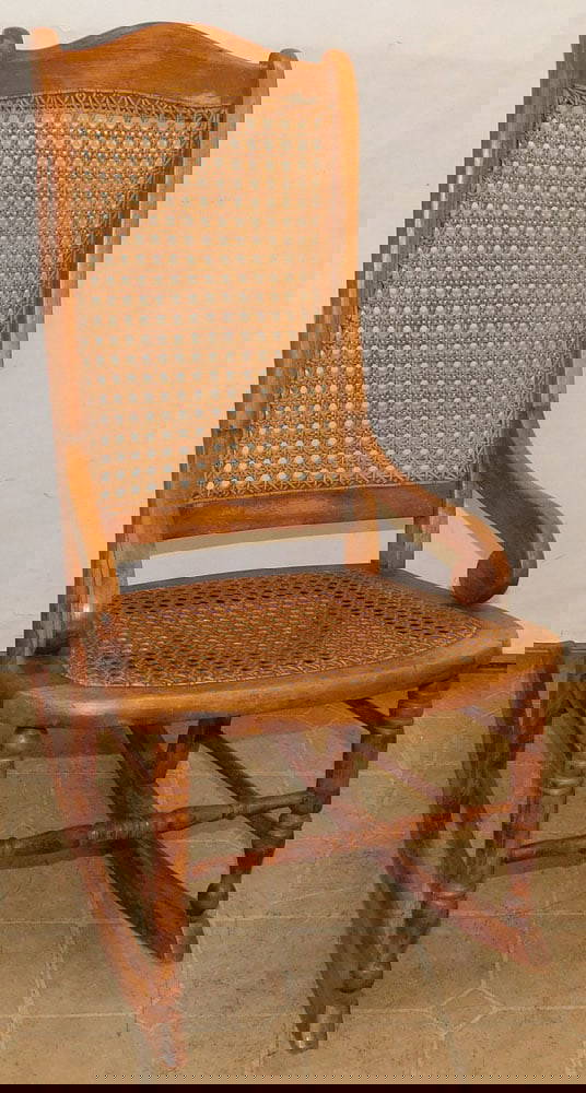 Antique Walnut Cane Seat & Back Rocker Auction