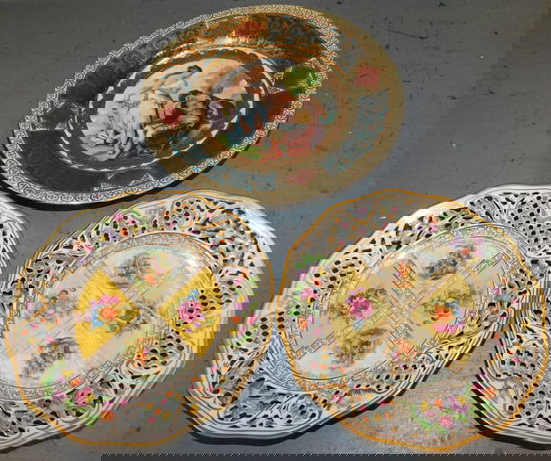 Hand Painted Austrian Plate & 2 German Plates