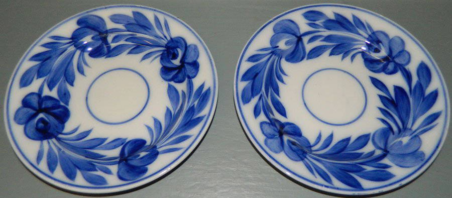 2 Flow Blue German Plates. 8 1/2" Diameter.