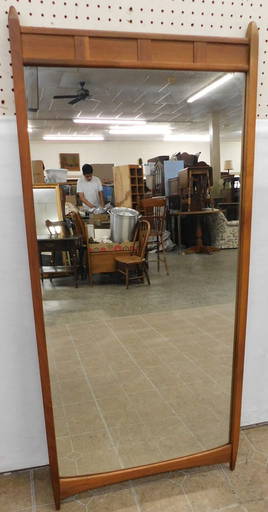 Mid Century Modern Teak Wood Framed Mirror