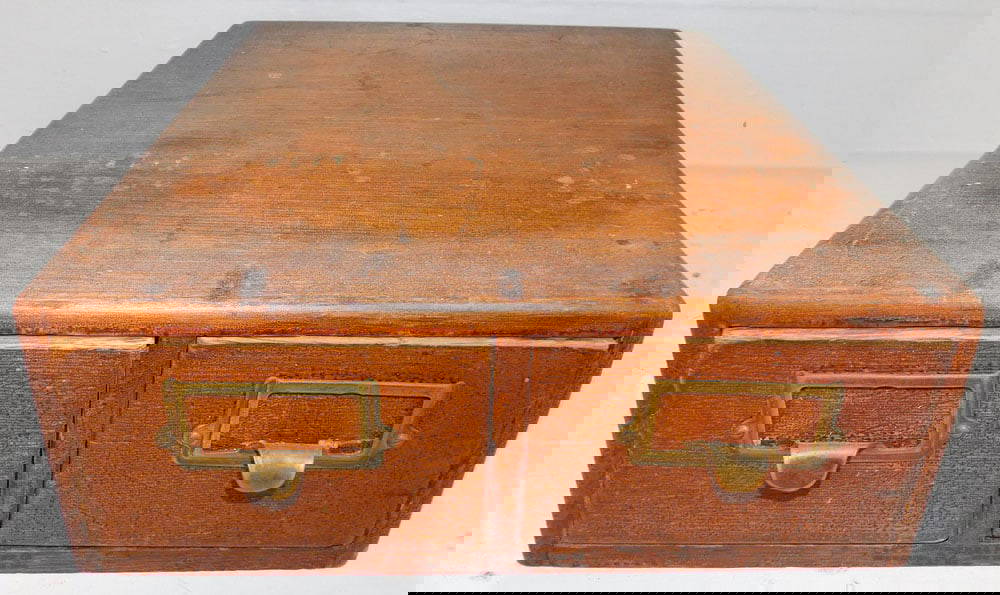 Antique 2 Drawer Oak Table Top Filing Cabinet Auction