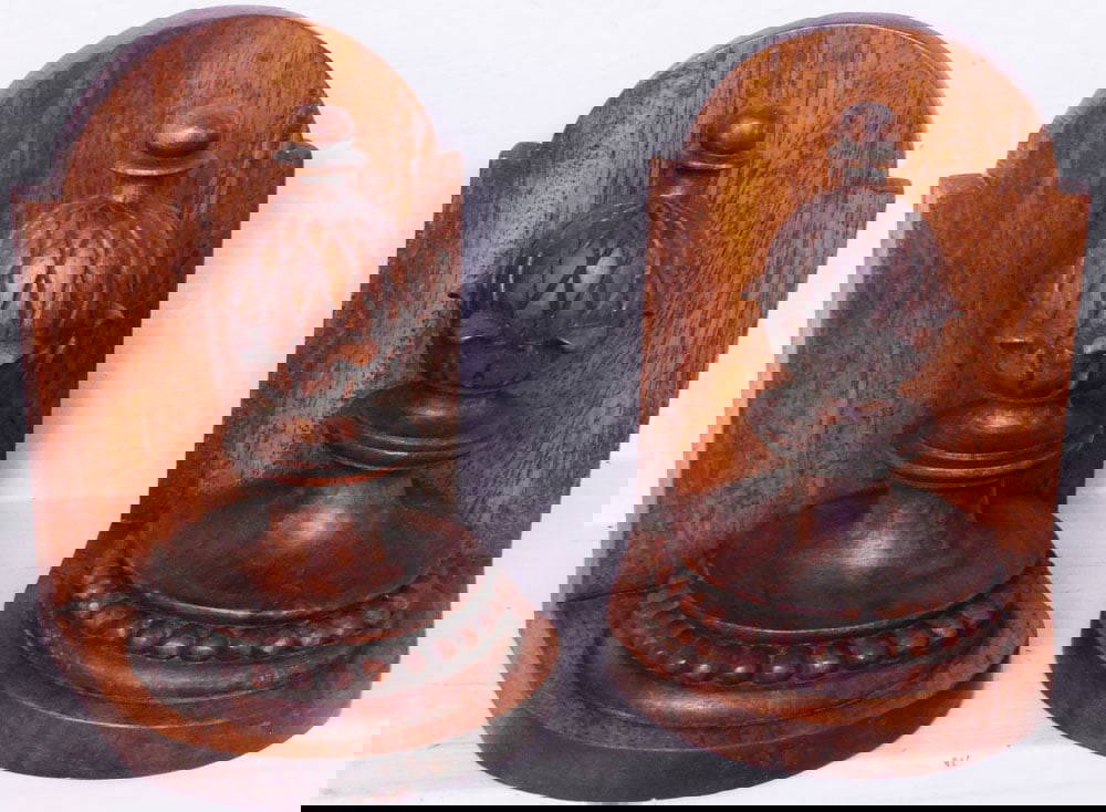 Pair Of Carved Mahogany Newel Post Finial Form Bookends Auction