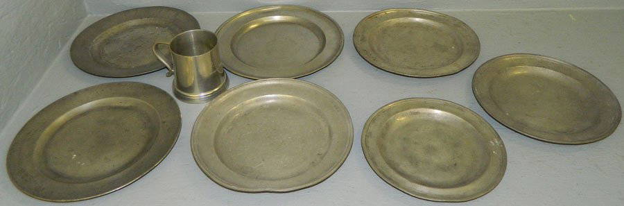 8 Pieces Pewter With Various Early Hallmarks.