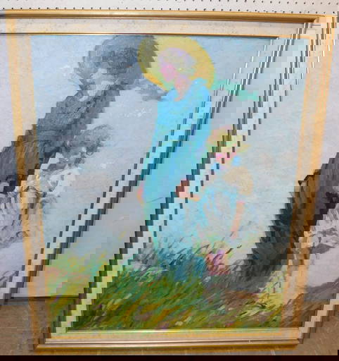 Large Framed Oil On Canvas Entitled "on The Dunes" Signed F. Fursman