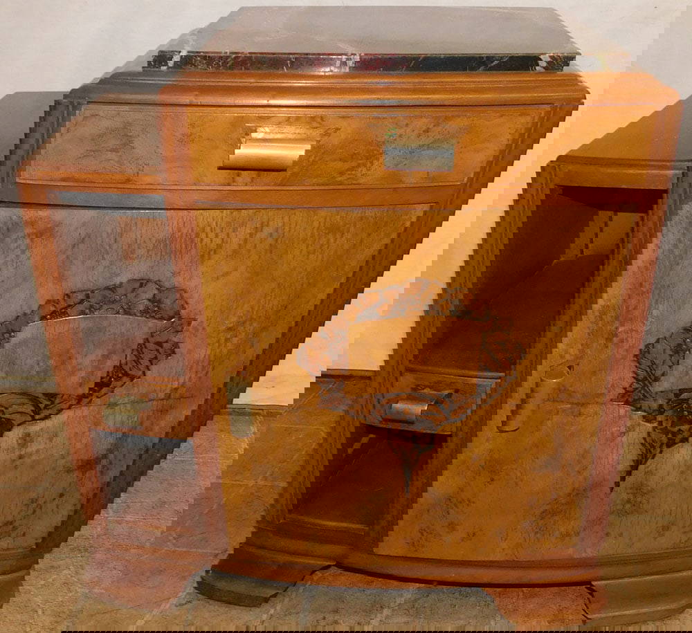 Walnut And Marble Top Cabinet Auction
