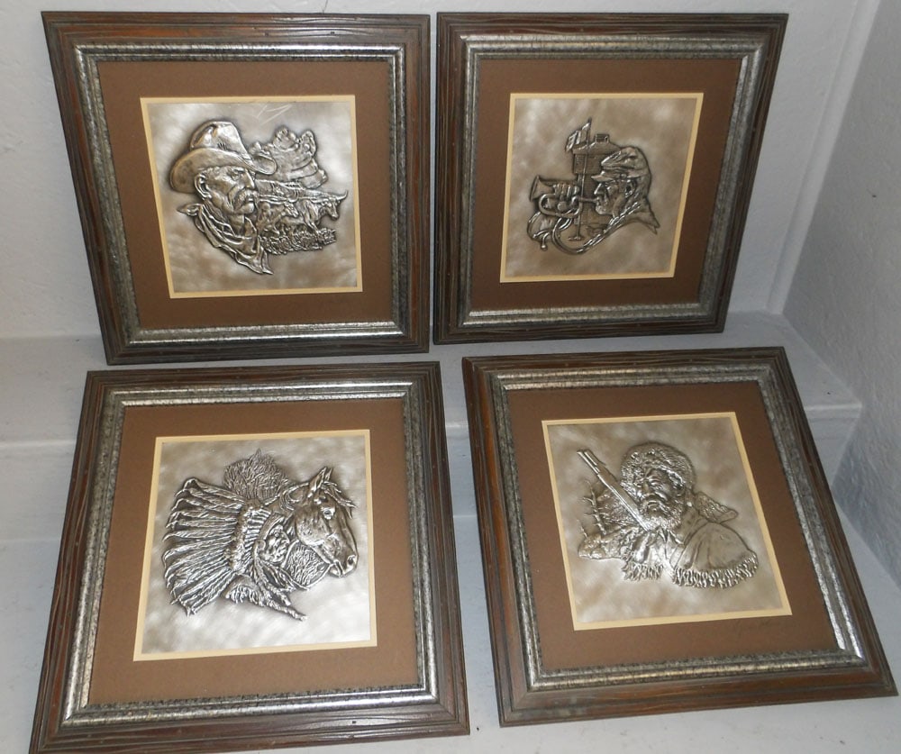 Set Of Four Silver Relief Wall Sculptures By The Franklin Mint Pencil ...
