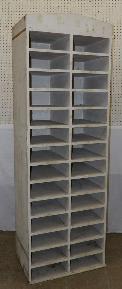 Antique Painted Pine Open Compartment Postal Cabinet Auction