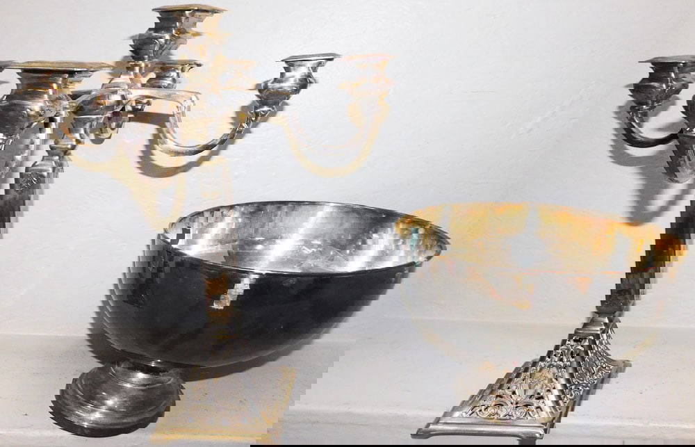 Silverplated Candelabra & Pedestal Bowl Auction