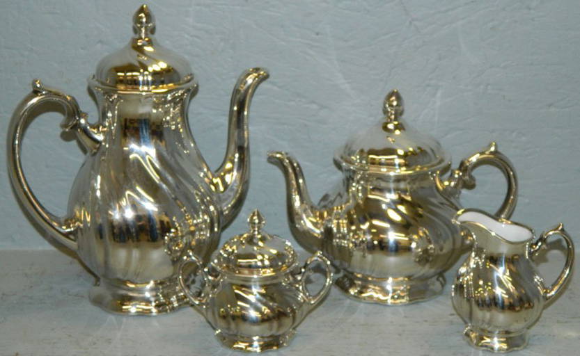 Silver Luster 4 Pc. Tea Set By Thomas Of Germany