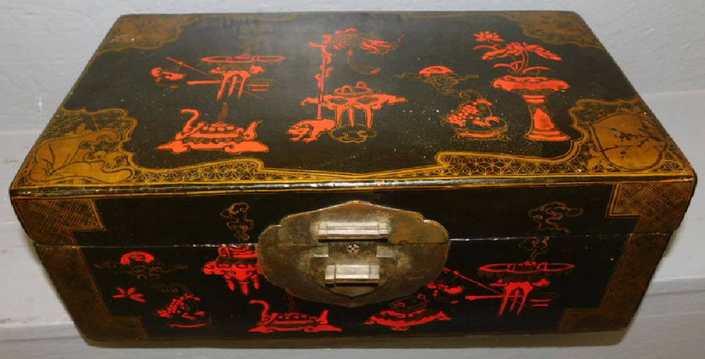 Chinese Paper Mache Decorated Box.