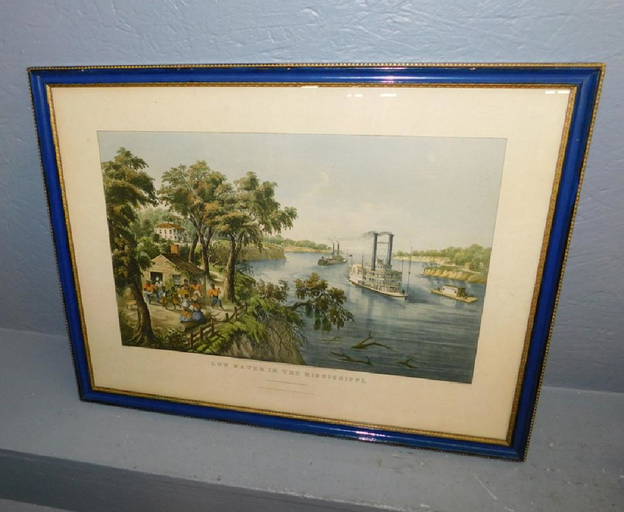 Ms Steamboat Currier & Ives Reprint Lithograph.