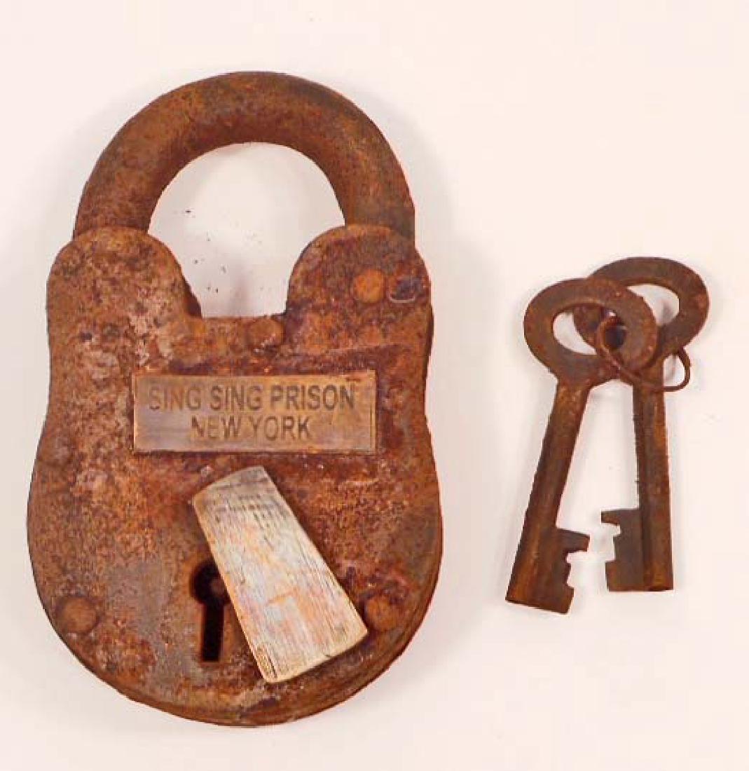 Cast Iron Sing Sing Prison Padlock With Keys