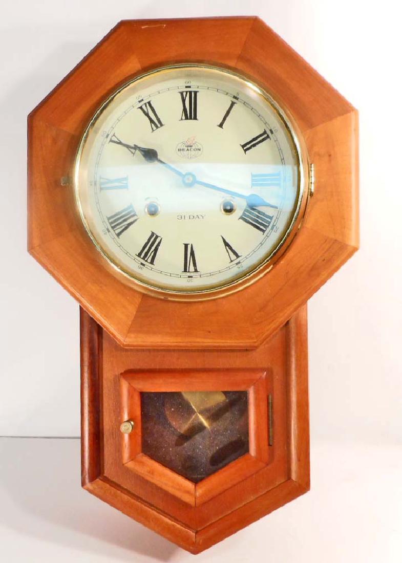 VINTAGE BEACON 31 DAY WALL CLOCK W/ KEY & PENDULUM