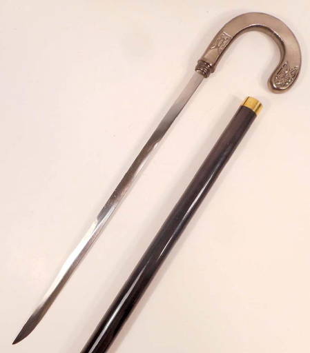 Silver Crook Walking Sword Cane