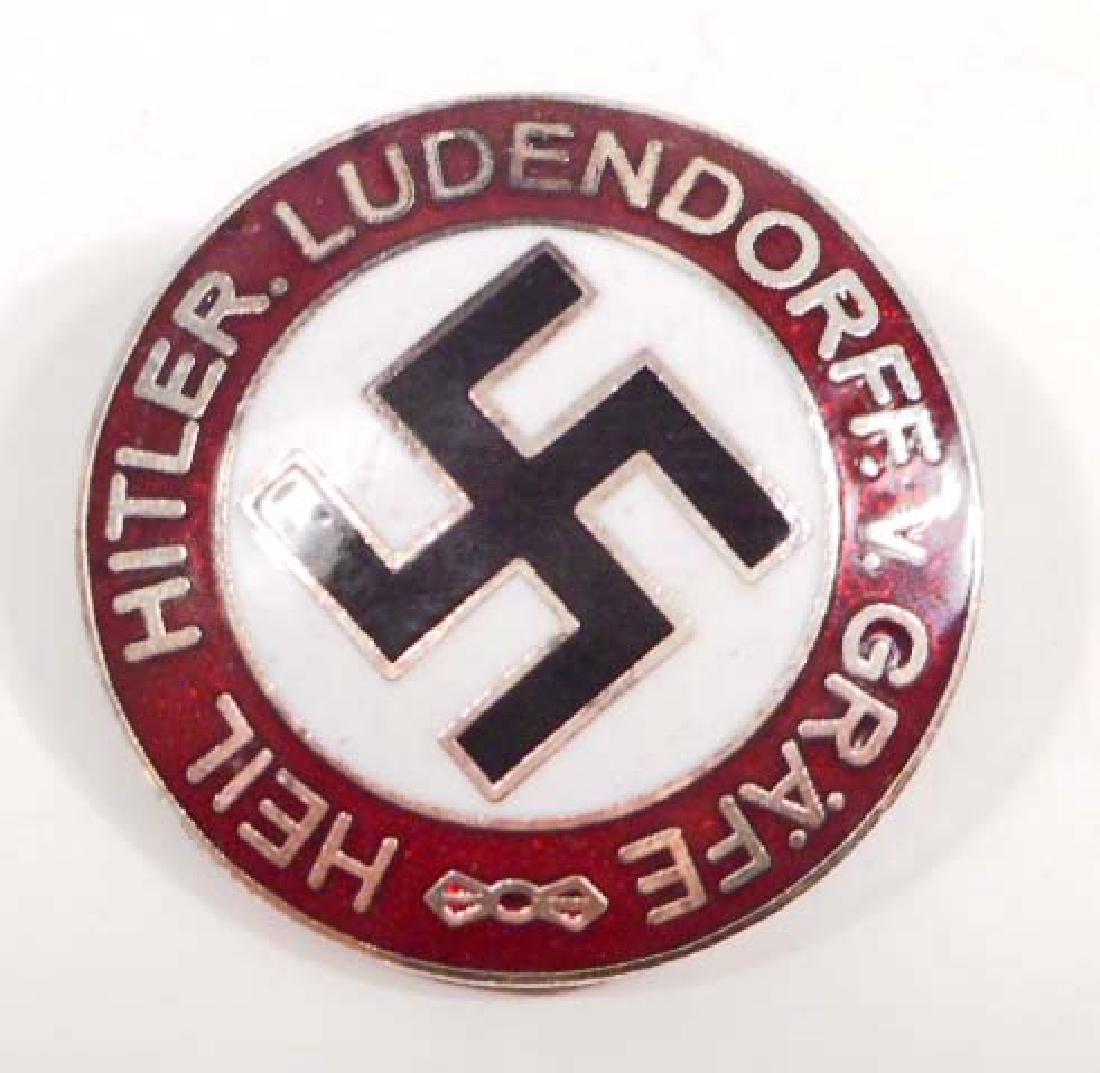 GERMAN NAZI HIEL HITLER LUDENDORFF V GRAFE PARTY BADGE