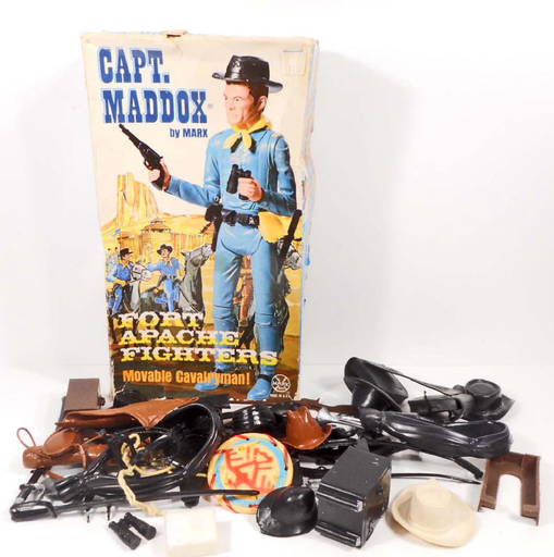 Vintage Johnny West Capt Maddox Box Full Of Accessories