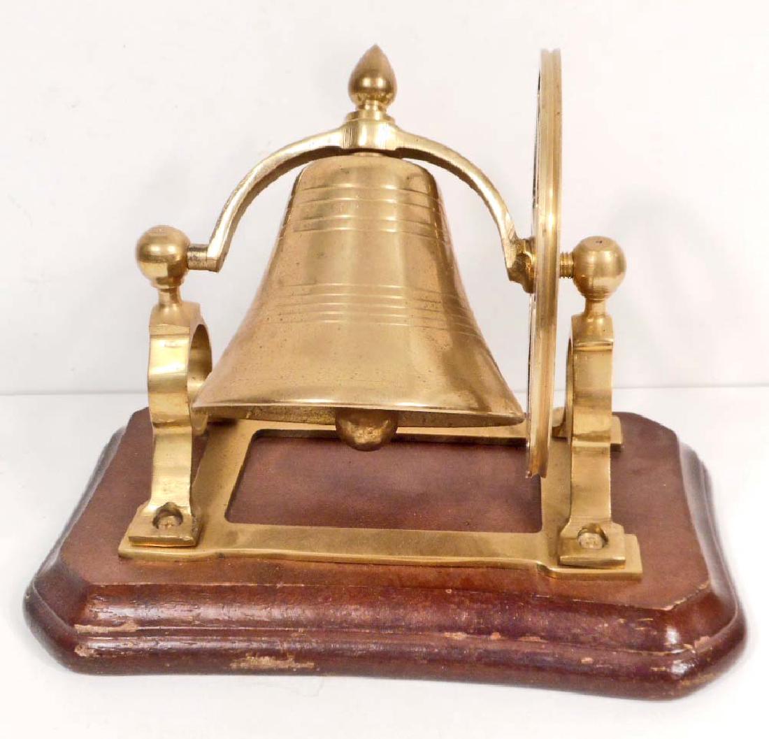 Vintage Brass Bell On Wood Base
