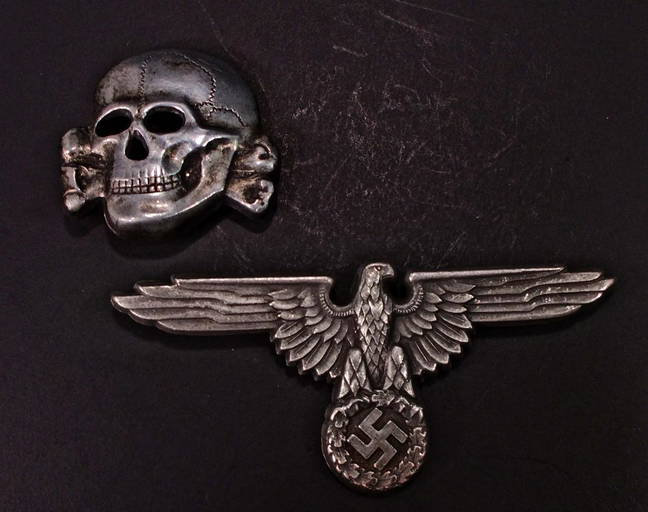 German Nazi Waffen Ss Officers Visor Cap Eagle & Skull