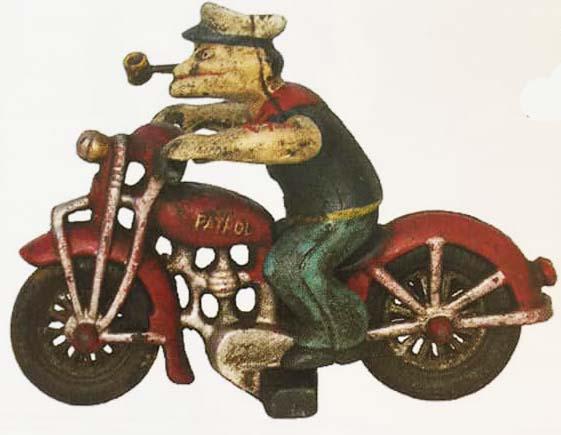 Cast Iron Popeye Motorcycle Statue