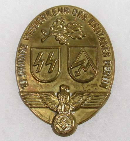 Ww2 German Nazi Ss/sa Berlin Brass Tinnie Badge