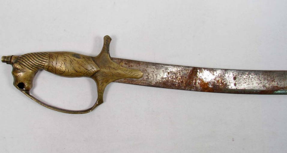 Antique Curved Sword W/ Lion Head Handle