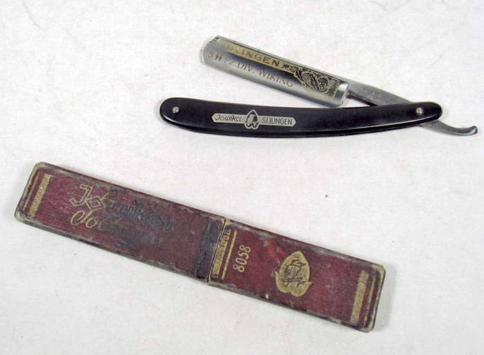 German Nazi Waffen Ss Straight Razor In Original B