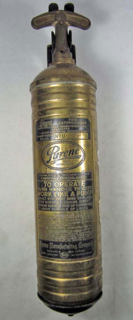 VINTAGE BRASS PYRENE FIRE EXTINGUISHER
