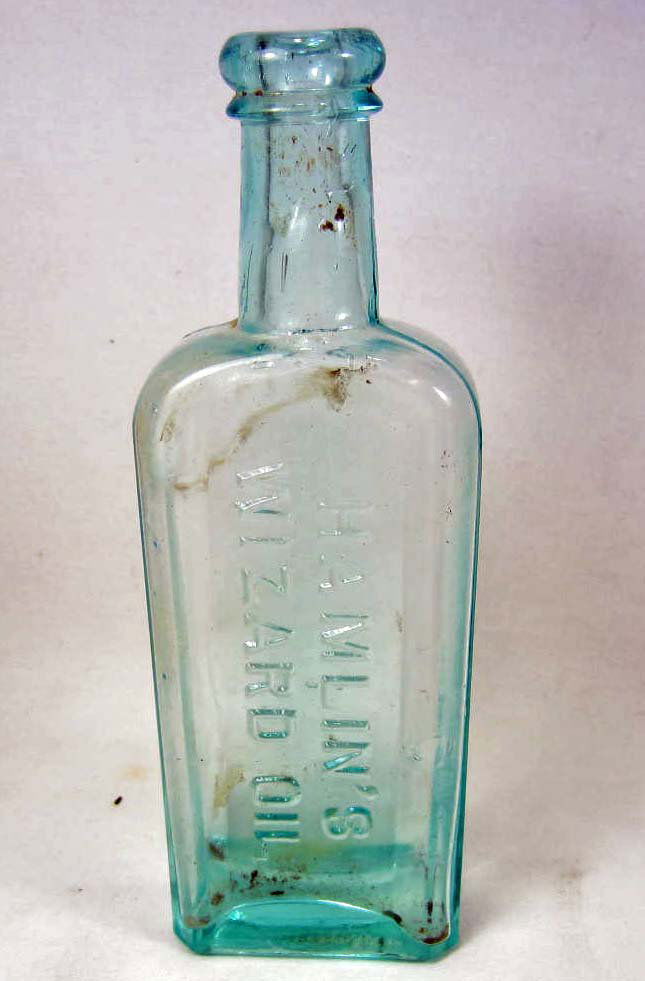 Early Hamlin's Wizard Oil Embossed Bottle 6" Tall