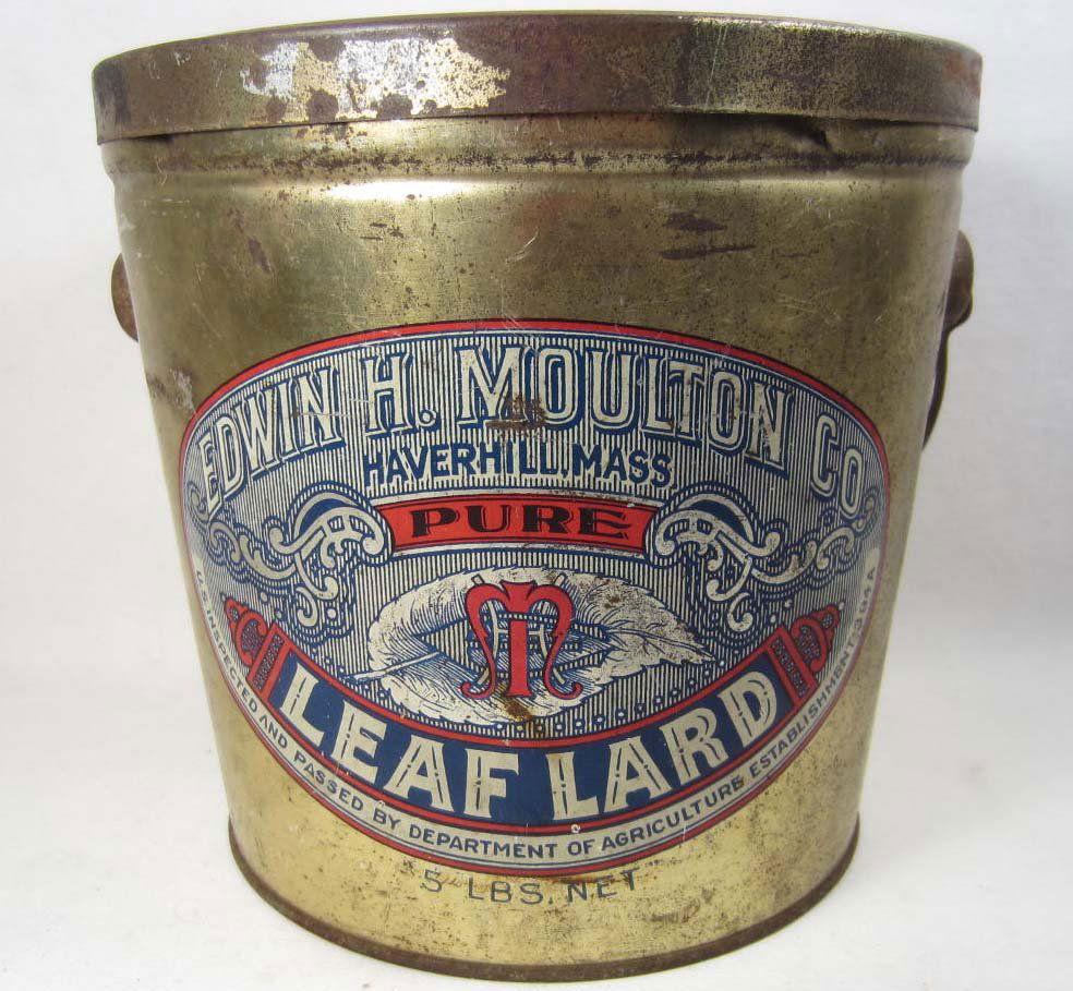 Vintage Leaf Lard Advertising Pail Style Tin 6.25" Ta